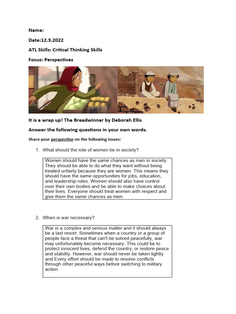 Asfi Shadab Makhani - It Is A Wrap Up - The Breadwinner - MYP 2 ...