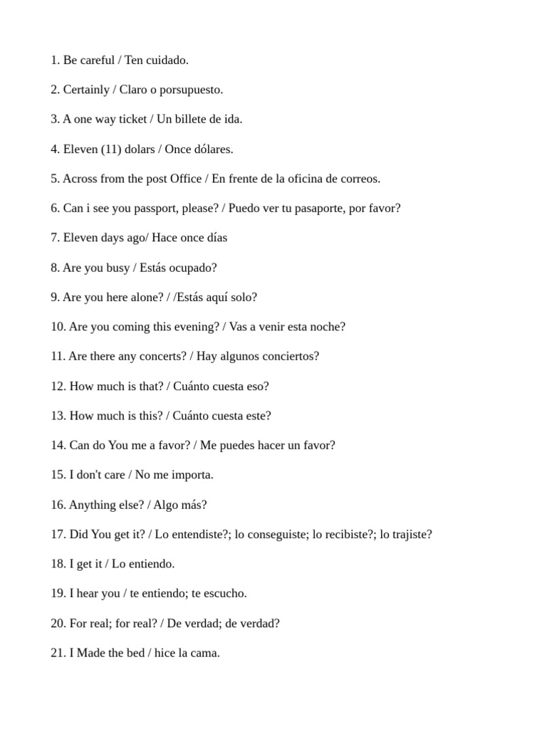 Frases de Ingles A Español | PDF