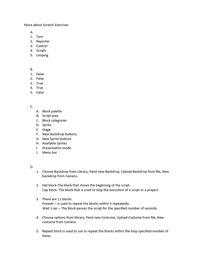 More about Scratch Exercises | PDF