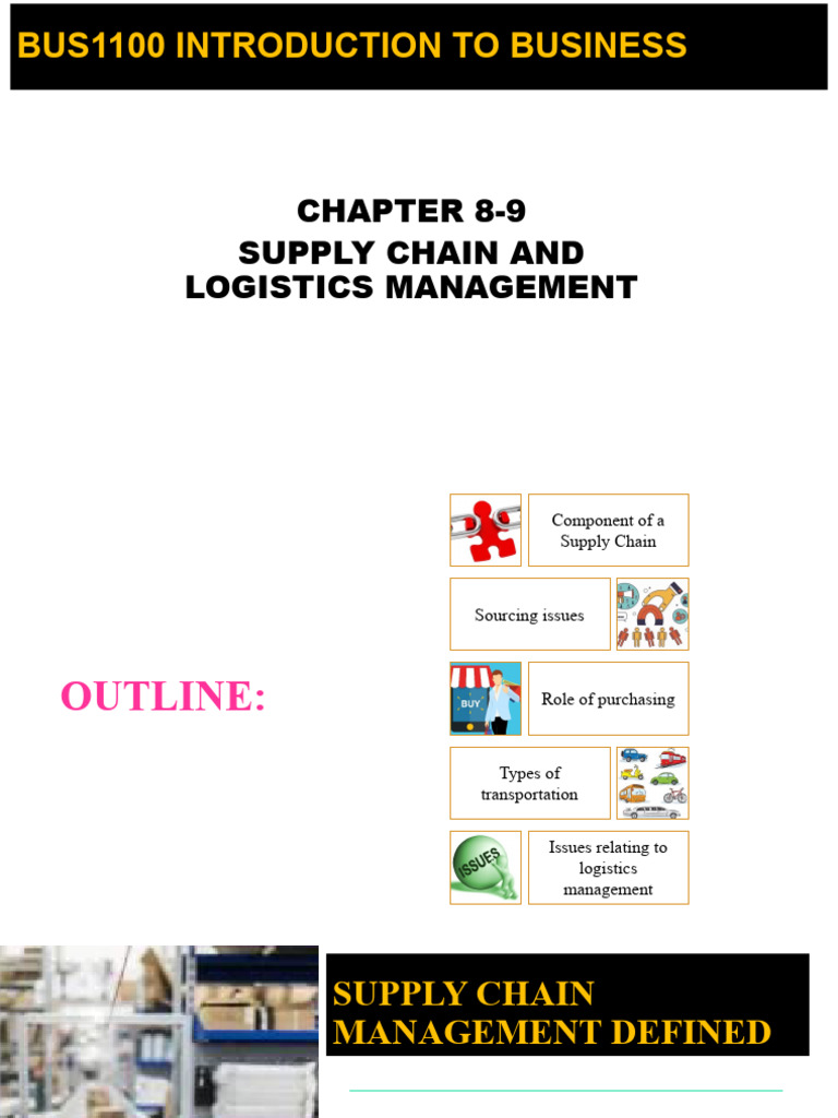 Chapter 8-9 Supply Chain Management and Logistics Management | PDF | Supply Chain | Logistics