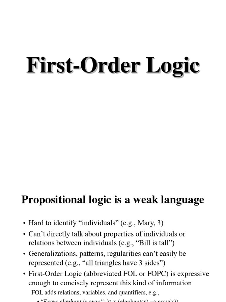Lecturefirstorderlogic Pdf First Order Logic Logic
