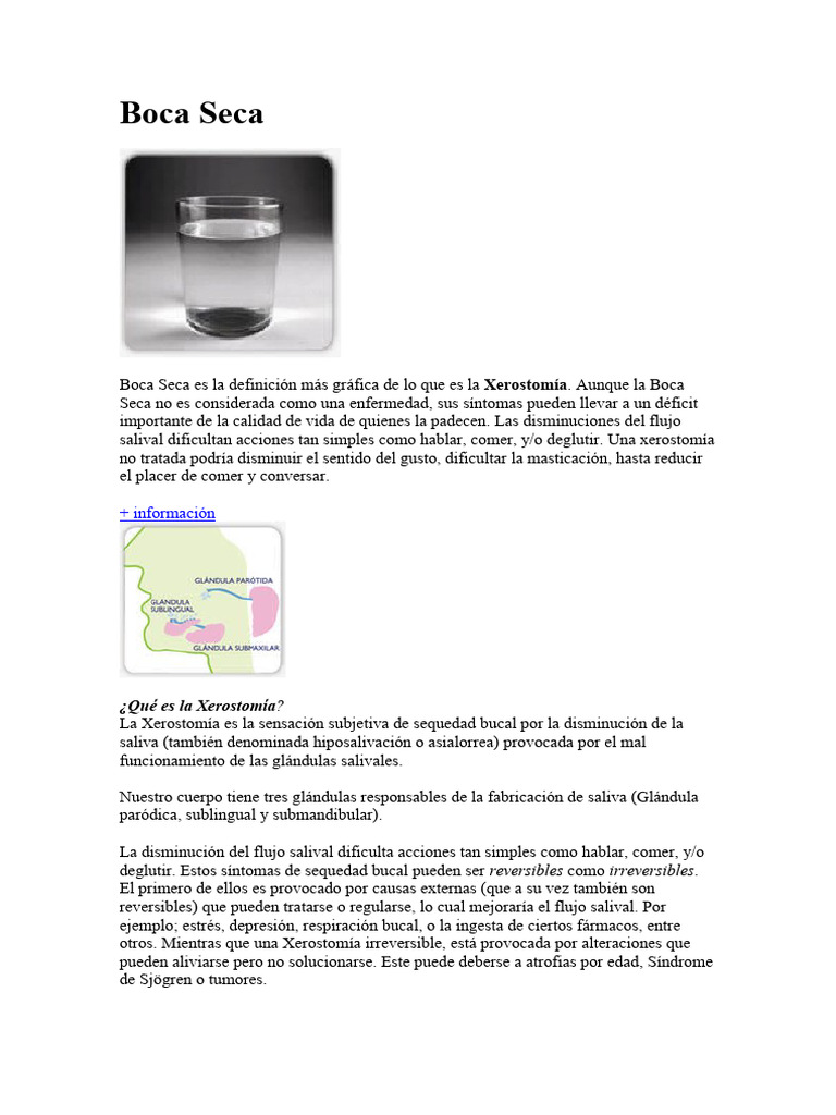 Causas y Efectos de la Boca Seca | PDF | Saliva | Especialidades Medicas