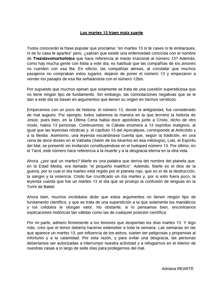 Martes 13: Supersticiones y mala suerte | PDF | Religión y ...