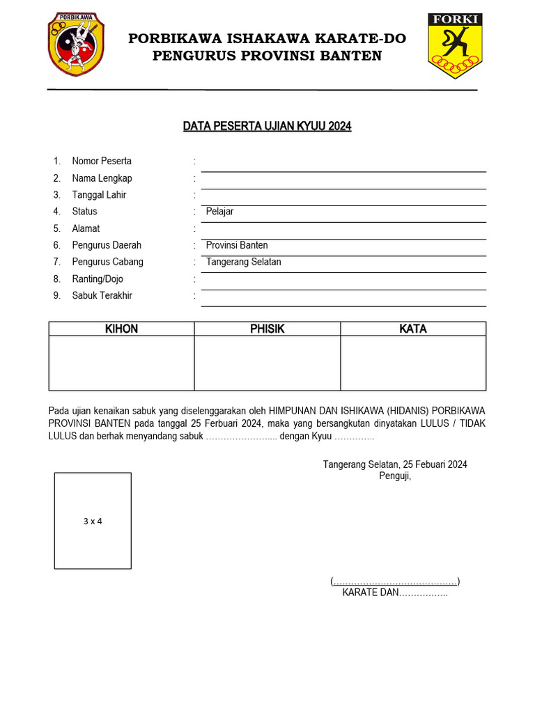 Formulir Peserta Ujian | PDF