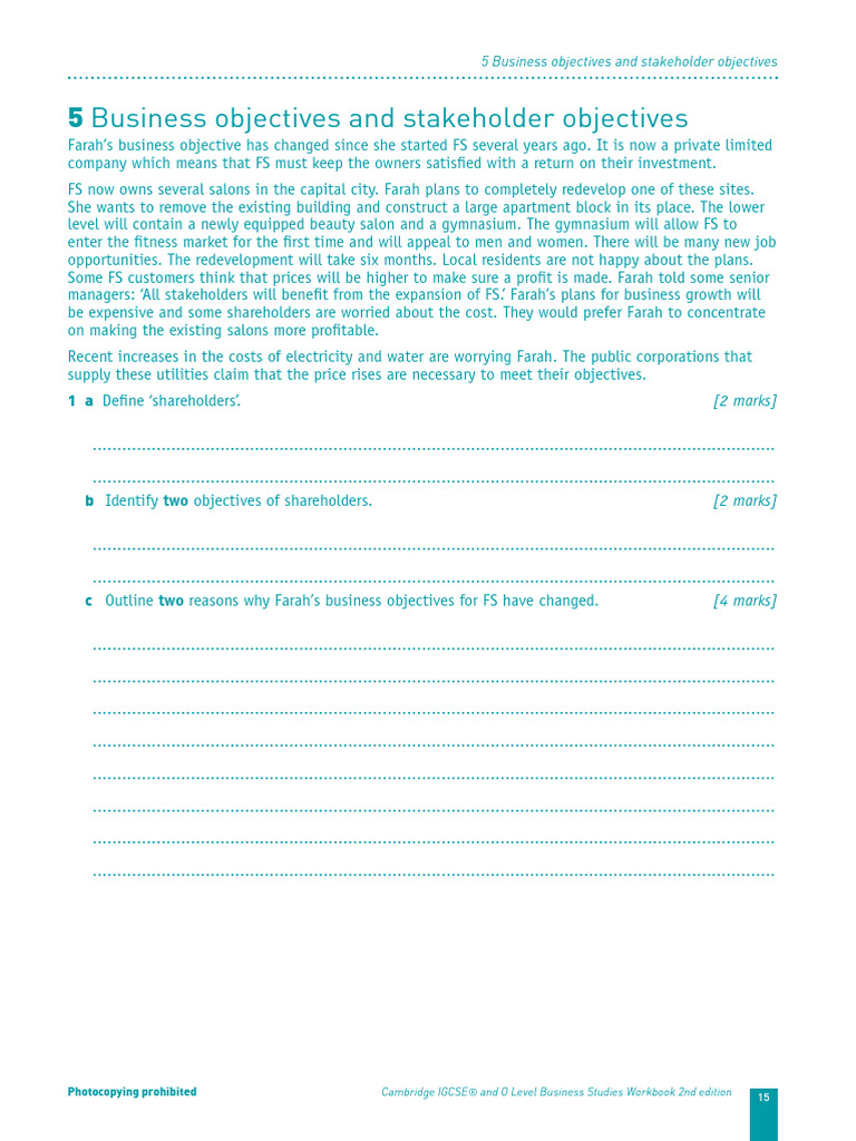 Business Studies - Stakeholder Objectives | PDF | Business ...