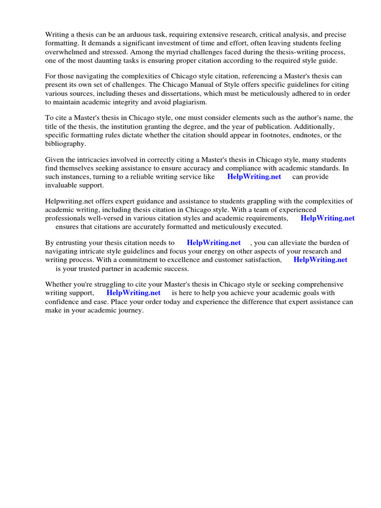 How To Cite A Masters Thesis Chicago Style | PDF | Citation | Note (Typography)