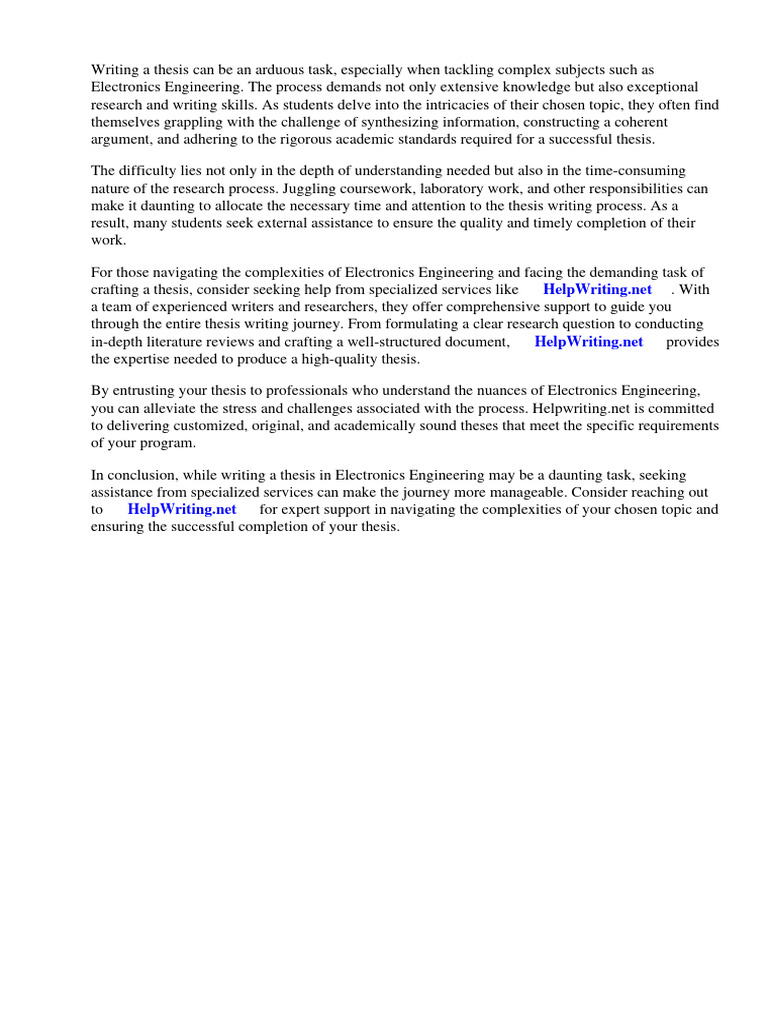 Sample Thesis Title For Electronics Engineering | PDF | Thesis | Electrical Grid