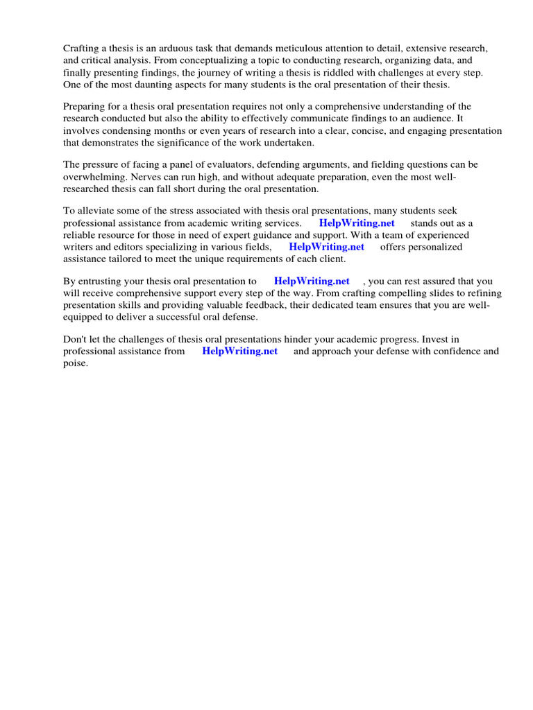 Thesis Oral Presentation Sample | PDF | Thesis