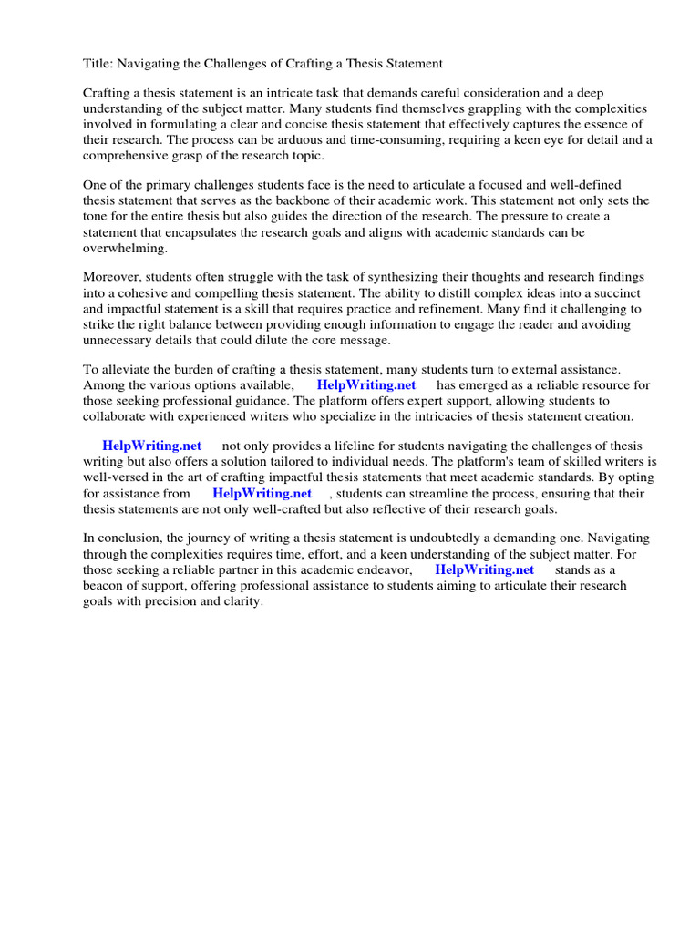 Crafting Effective Thesis Statements | PDF | Essays | Thesis