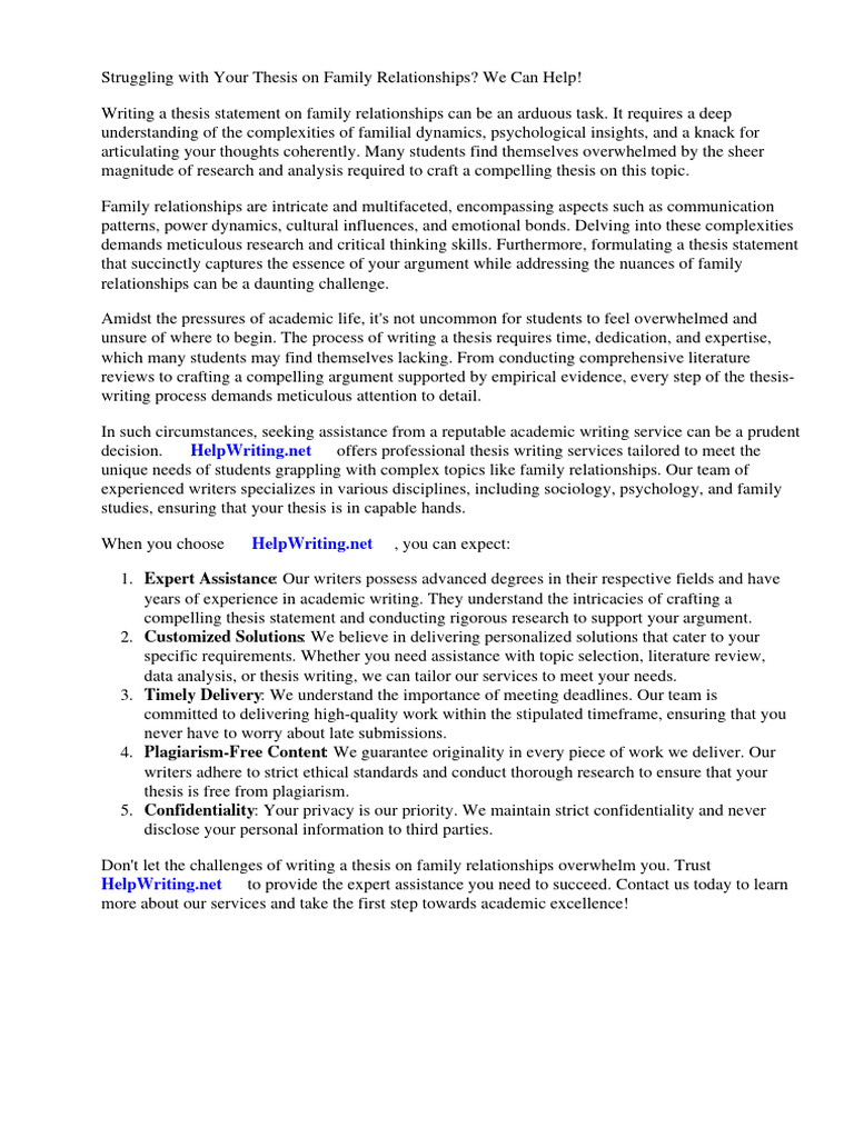 Thesis Statement Family Relationships | PDF | Essays | Social Media