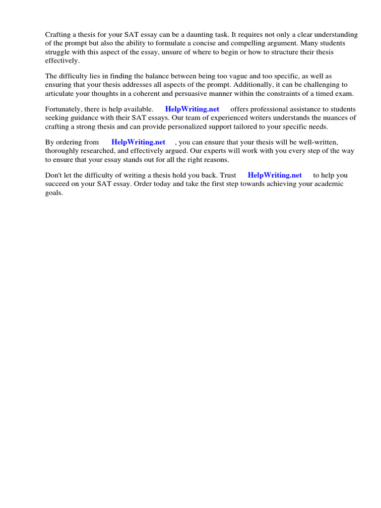 How To Write A Sat Essay Thesis | PDF | Sat | Essays