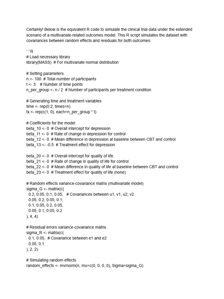 R Code Scenario | Download Free PDF | Applied Mathematics | Statistics