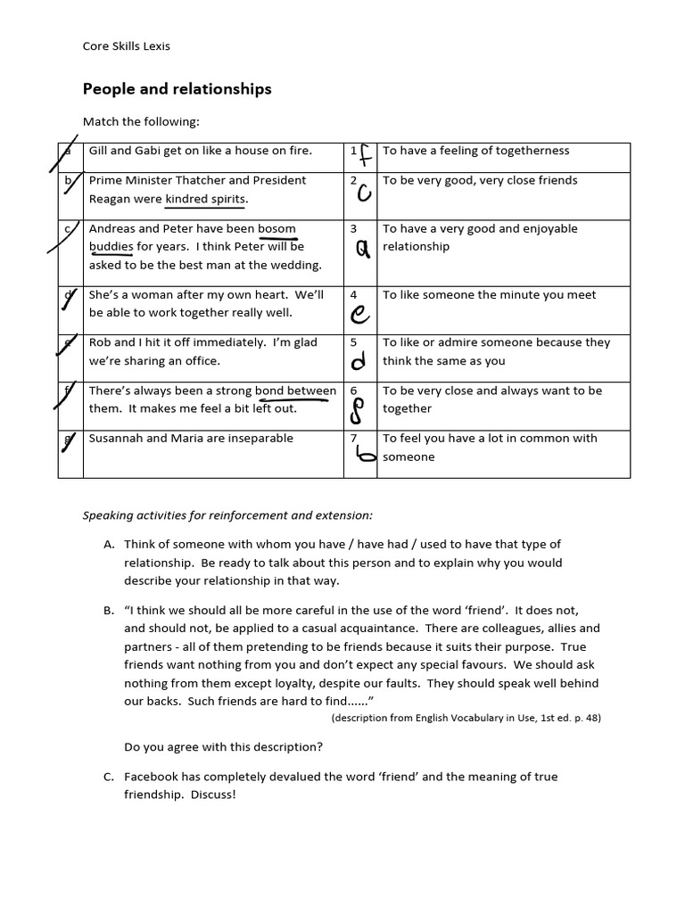 People Relationships Matching + Discussion | PDF
