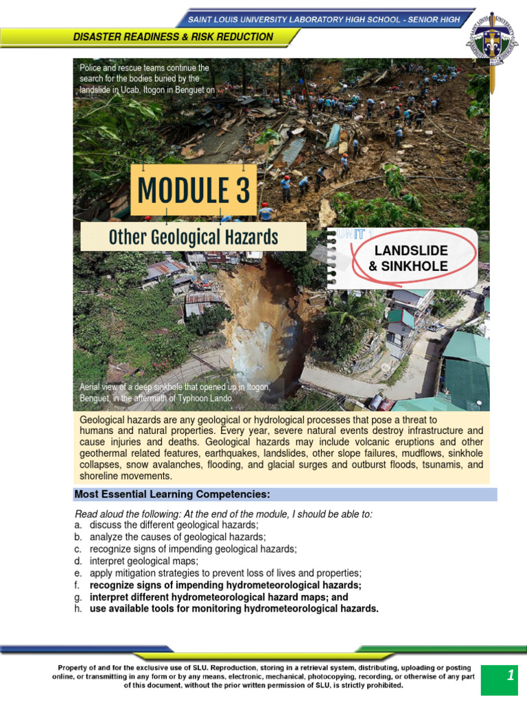 MODULE_3__UNIT_1_LANDSLIDE_and_SINKHOLE | PDF | Landslide | Hazards MODULE_3__UNIT_1_LANDSLIDE_and_SINKHOLE | PDF | Landslide | Hazards