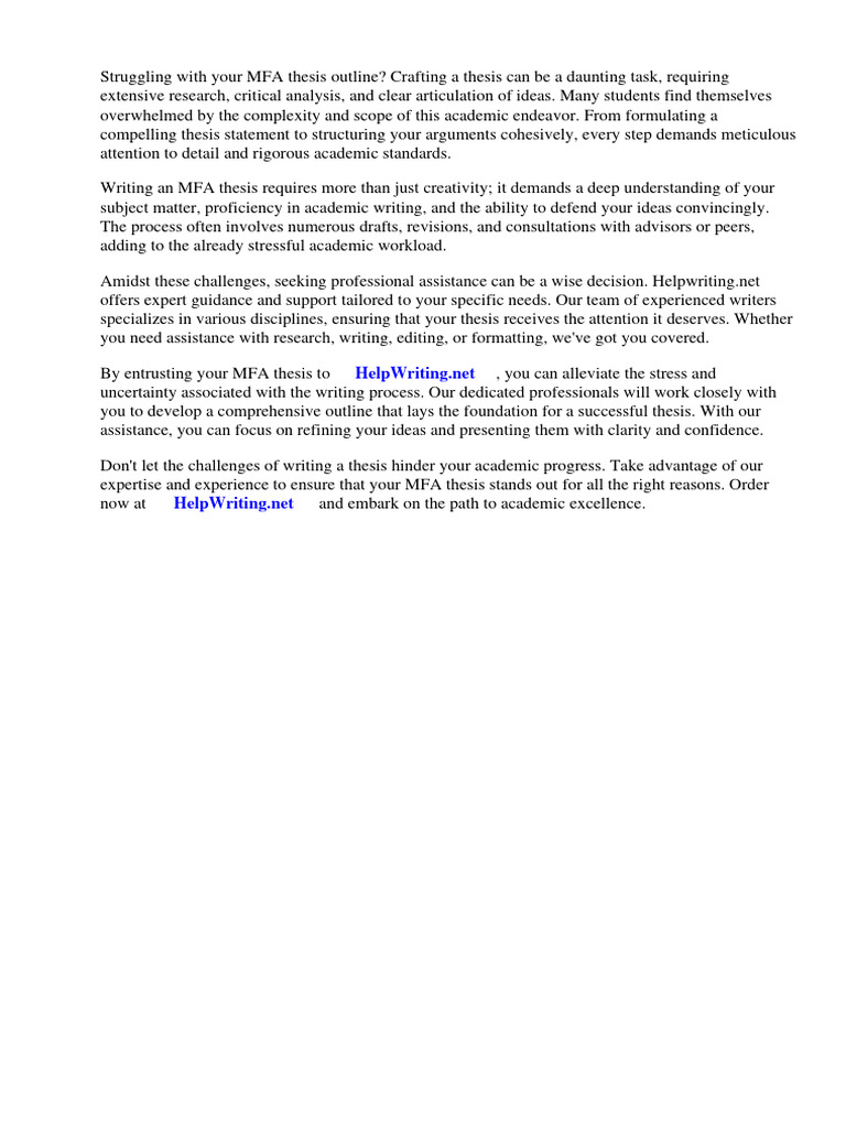 Mfa Thesis Outline Example | PDF | Thesis | Essays