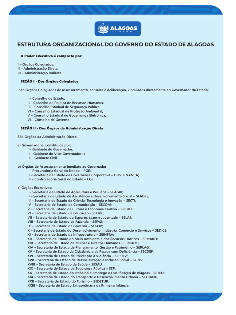 Organograma Estrutura Organizacional Gov Al | PDF | Estado | Secretário ...