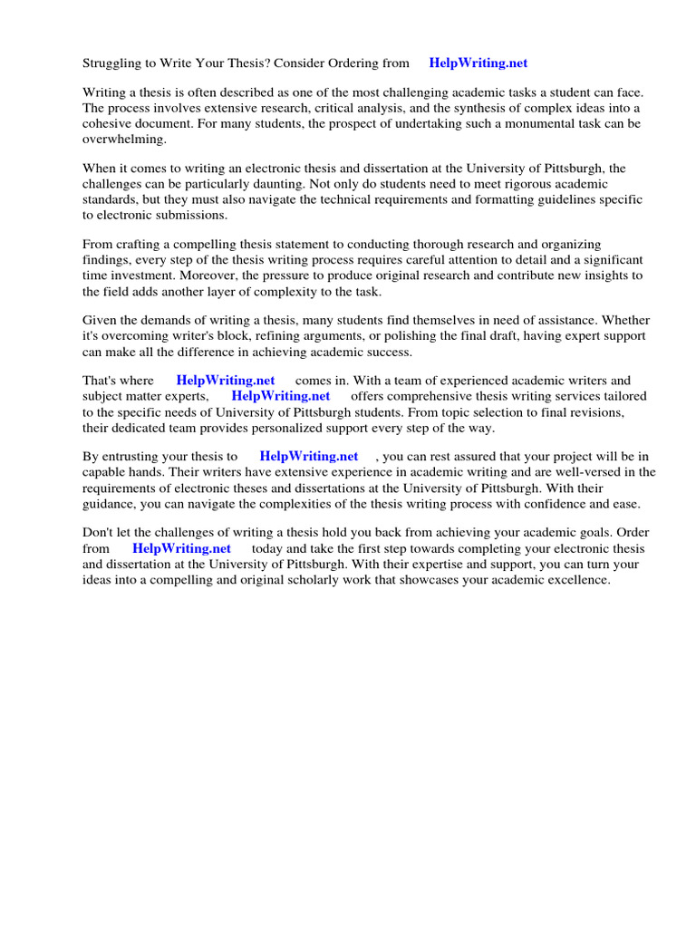 Electronic Thesis and Dissertation University of Pittsburgh | PDF ...