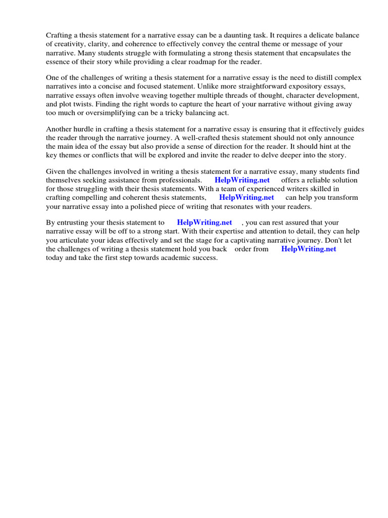 Thesis Statement Examples For Narrative Essays | PDF | Essays | Narrative