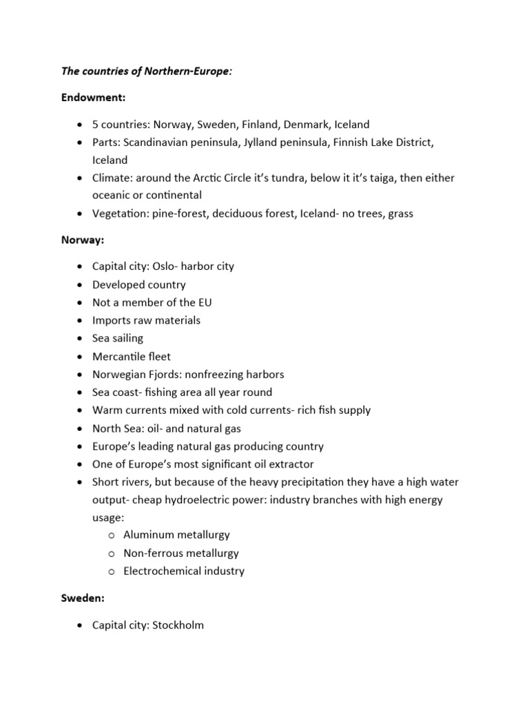 The Countries of Northern | PDF | Agriculture