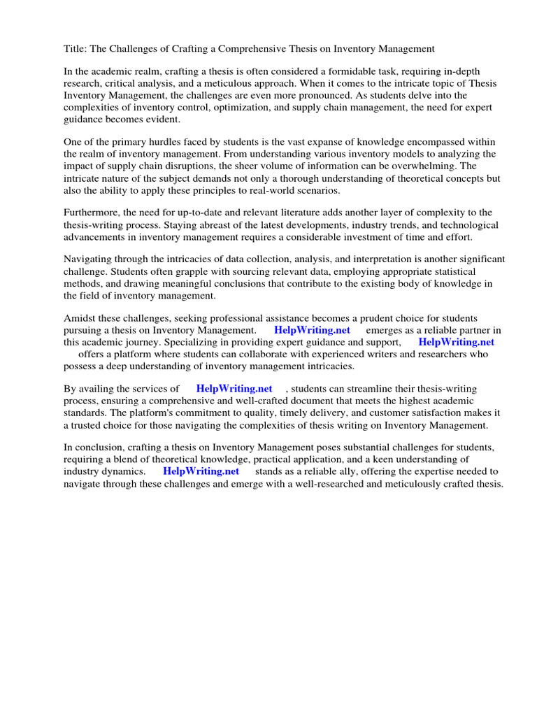 Thesis Inventory Management | PDF | Inventory | Point Of Sale