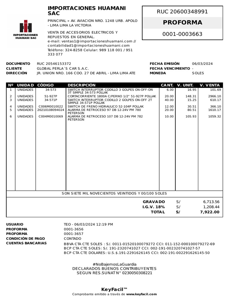 Proforma 01-3663 Global | PDF