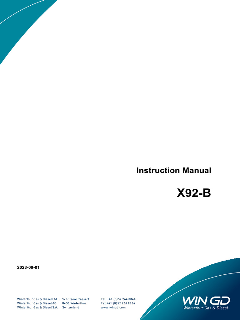 IM WinGD X92-B 2023-09-01 | PDF | Piston | Manufactured Goods