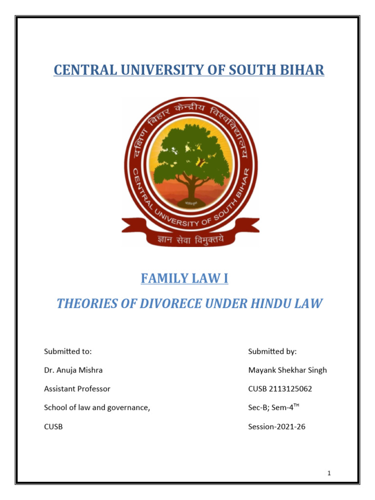 FAMILY LAW PROJECT | PDF | Divorce | Adultery