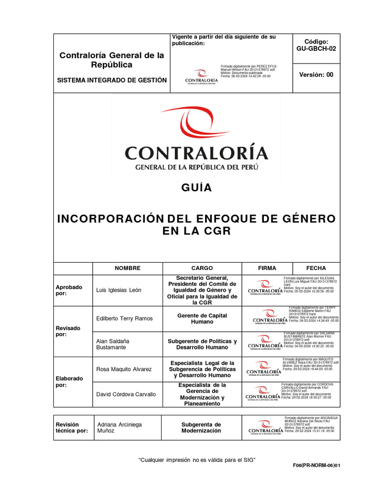 Guía para La Incorporación Del Enfoque de Género en La CGR | PDF | Género y desarrollo | Presupuesto