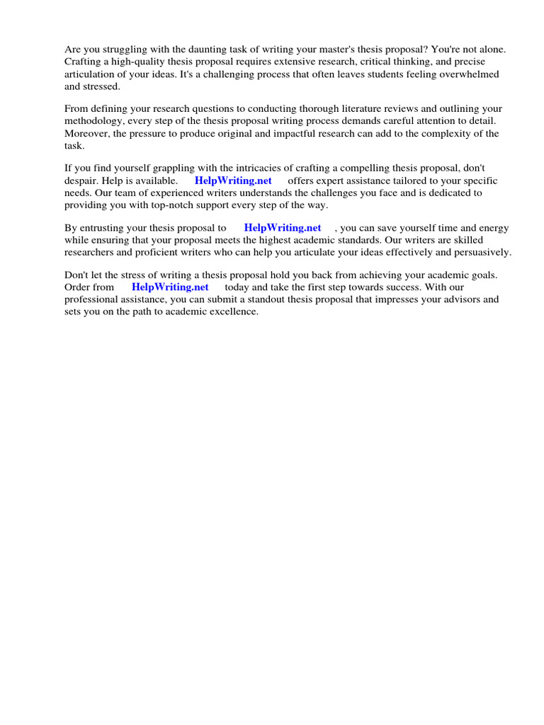 Masters Thesis Proposal Samples | Download Free PDF | Thesis | Sampling ...