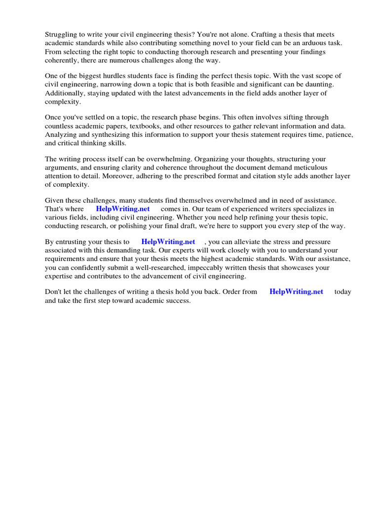 Thesis Topics Civil Engineering | PDF | Thesis | Engineering