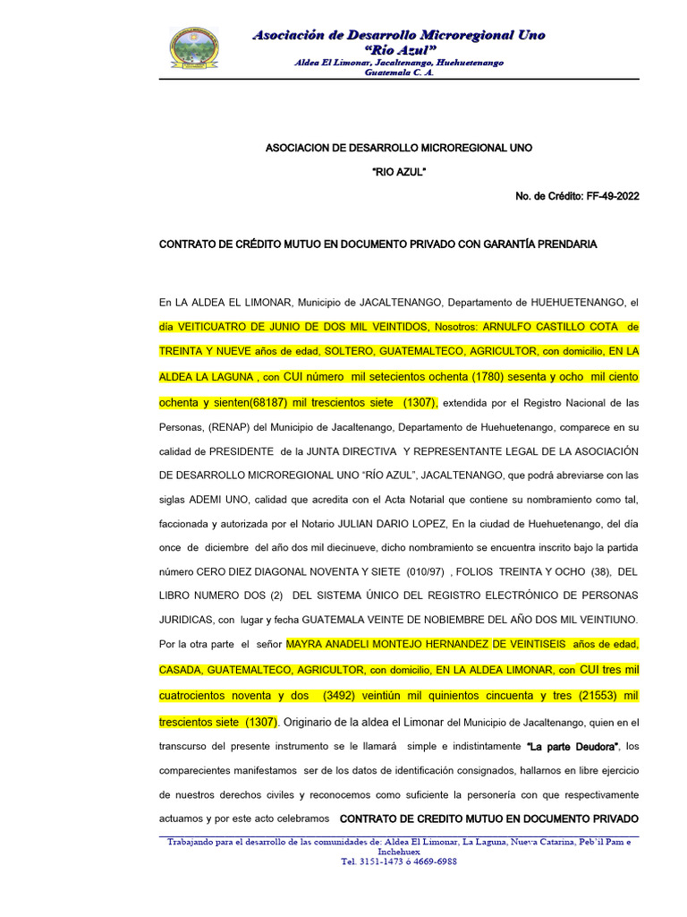 Contrato de Mayra | PDF | Pagos | Derecho privado