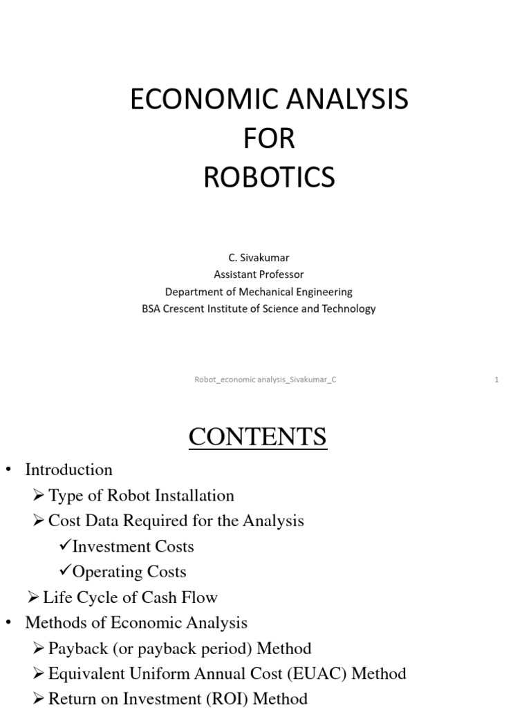 Economic Analysis of Robotics Projects | PDF | Economics | Investing