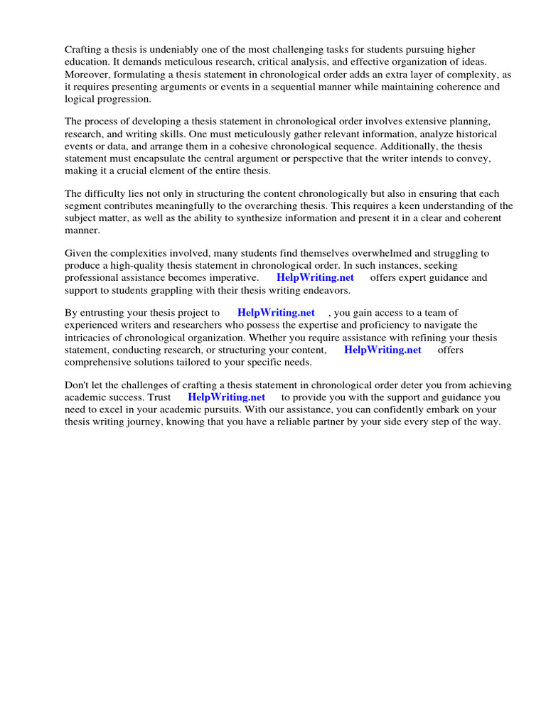 Examples Thesis Statement Chronological Order | PDF | Essays | Thesis