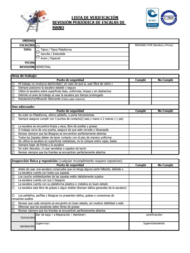 Checklist Escaleras | PDF | Escalera