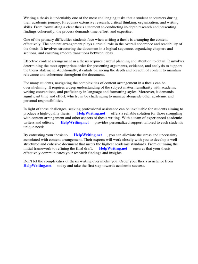 Thesis Content Arrangement | PDF | Thesis | Science