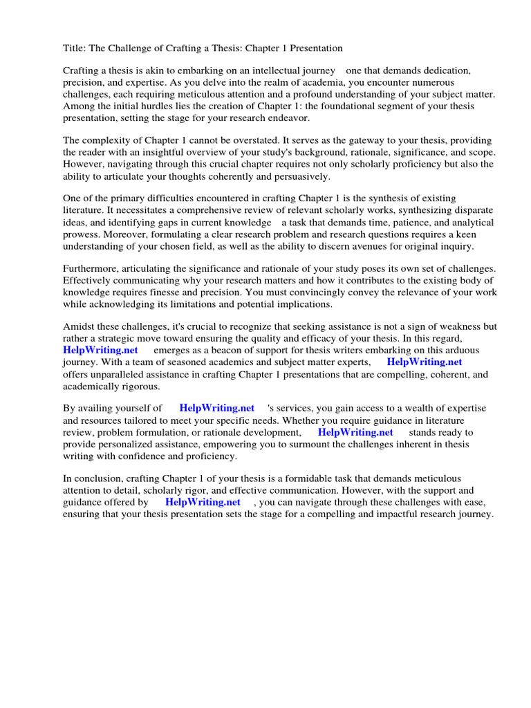 Thesis Writing Chapter 1 | PDF | Thesis | Knowledge