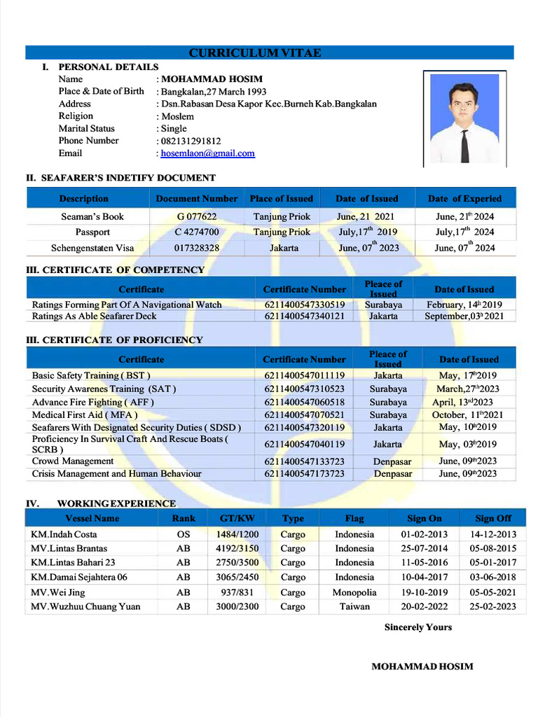 Pdf-Cv-Mohammad-Hosim-1 - Compress 2 | PDF | Sailor | Navigation
