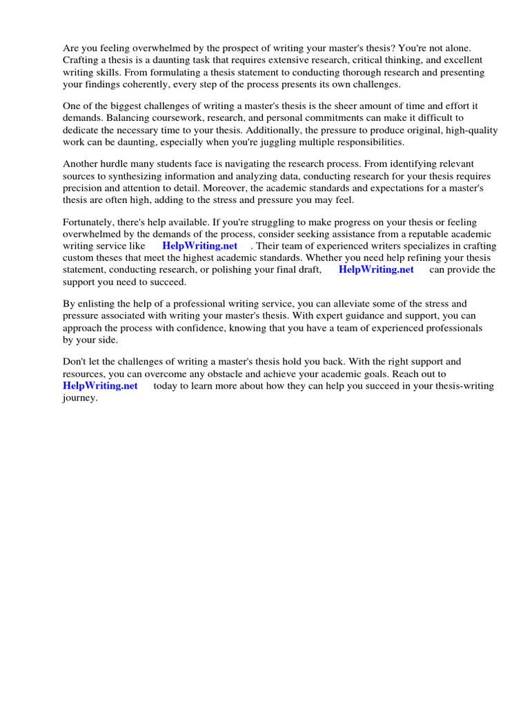 Tips For Writing Your Masters Thesis | PDF | Thesis | Essays