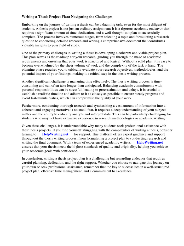 Writing Thesis Project Plan | PDF | Thesis | Sampling (Statistics)