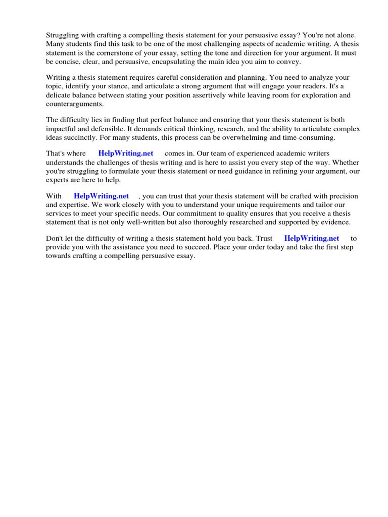 How To Do A Thesis Statement For A Persuasive Essay | PDF | Essays ...