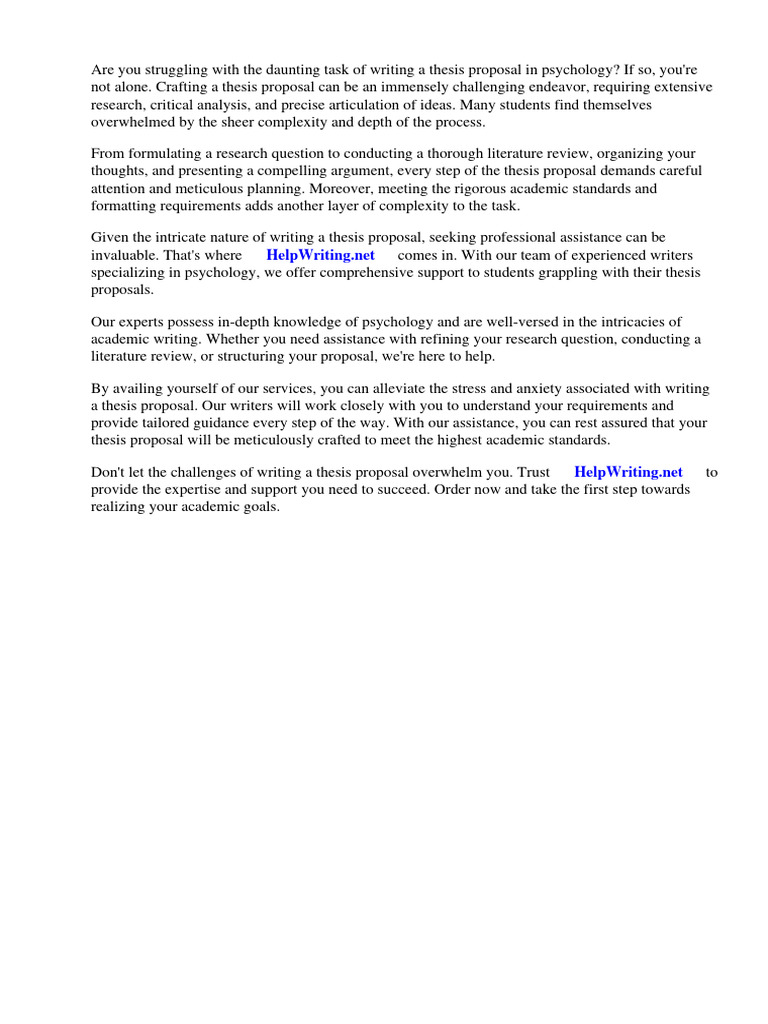 Thesis Proposal Sample Psychology | PDF | Thesis | Psychology