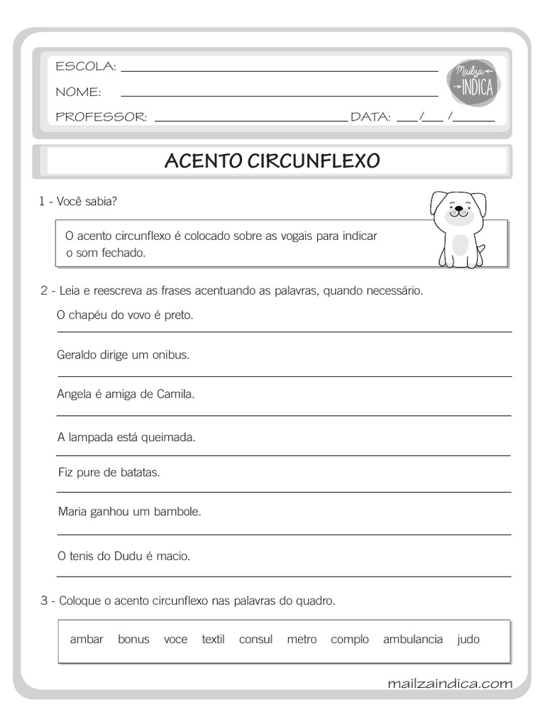 10 Acento Circunflexo Fundamental Portugues 3 Ano | PDF