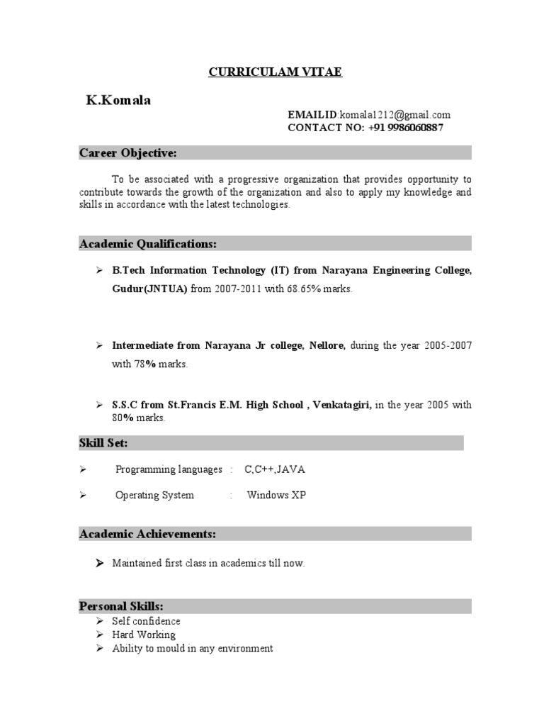 Resume of K. Komala | PDF | Business