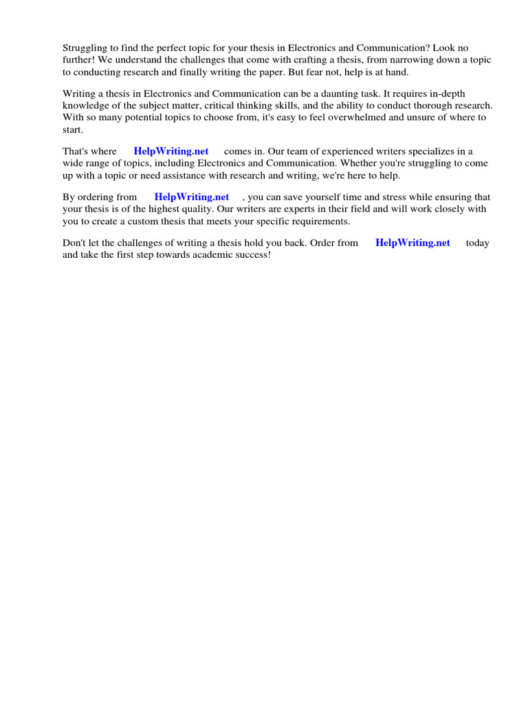 Topics For Thesis in Electronics and Communication | PDF | Electronic ...