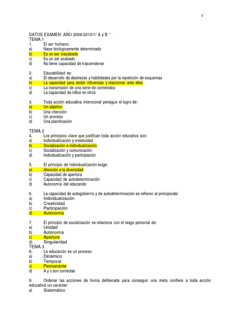 Teoria De La Educación Exámenes Corregidos Pdf Aprendizaje