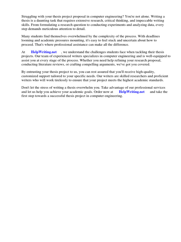 Thesis Project Proposal Computer Engineering | PDF | Engineering | Thesis