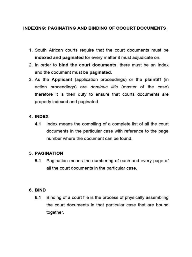 Indexing Pagination and Binding of Court Document | PDF | Justice ...