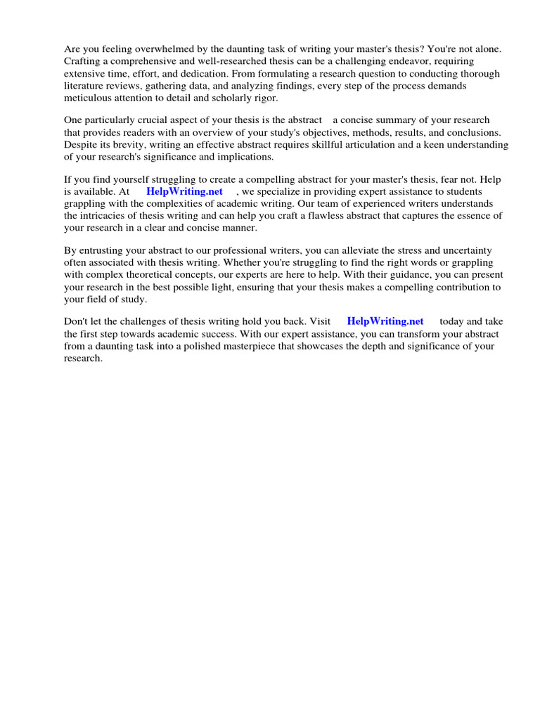 Sample Abstract Master Thesis | PDF | Thesis | Abstract (Summary) Sample Abstract Master Thesis | PDF | Thesis | Abstract (Summary)