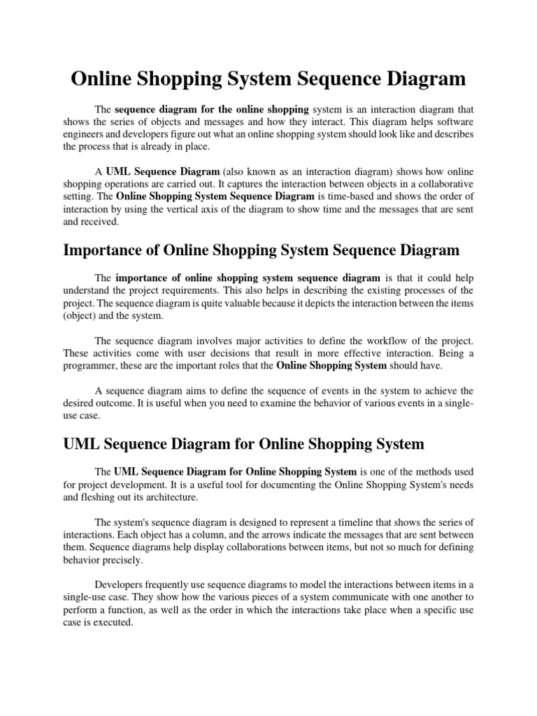Online Shopping System Sequence Diagram PDF | Download Free PDF ...
