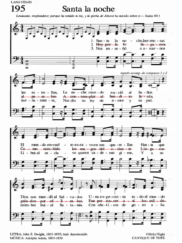Santa la Noche: Himno Navideño | PDF